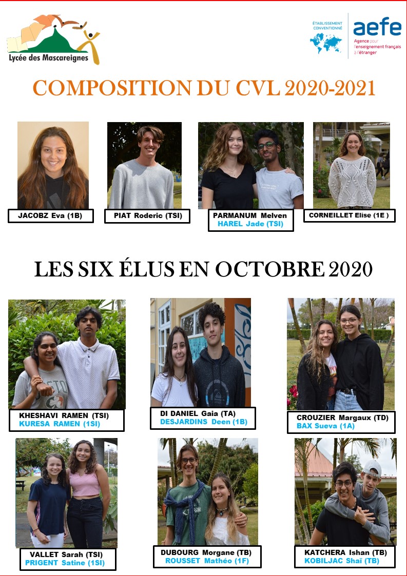 Nouveau Conseil de la Vie Lycéenne (CVL) 2020-2021 – Lycée des Mascareignes